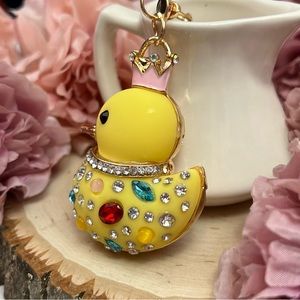 Accessories | Yellow Jeweled Duck With Crystals And Crown Keychain ...